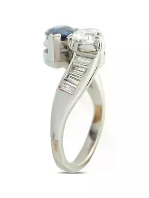 LB EXCLUSIVE Platinum Diamond And Sapphire Ring - Silver