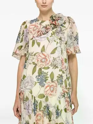 NISSA Floral-print Ruffled Mini Dress