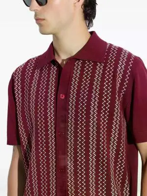 PAOLO PECORA Stripe-embroidered Short-sleeve Shirt