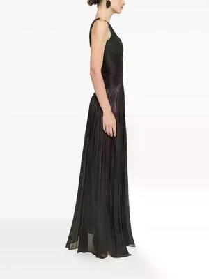 NISSA One-shoulder Plissé-effect Maxi Dress - Black