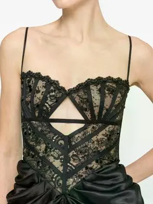 NISSA Sequin-embellished Maxi Dress With Lace Panels