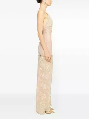NISSA Beaded Lace-trimmed Maxi Dress - Neutrals