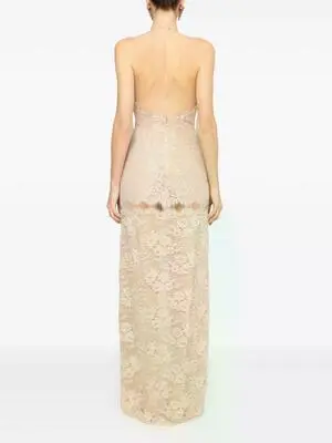 NISSA Beaded Lace-trimmed Maxi Dress