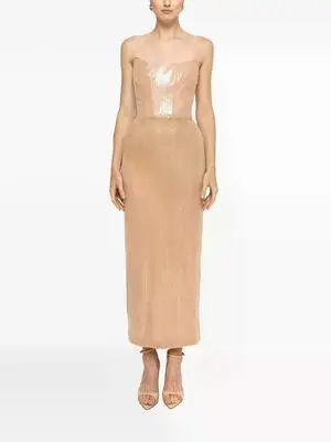 NISSA Sequin Embellished Strapless Midi Dress