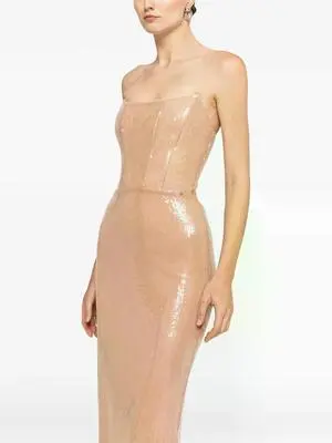 NISSA Sequin Embellished Strapless Midi Dress