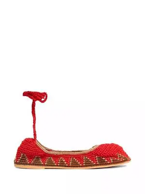 SLO_HAND_MADE Hand-knit Ballet Flats - Red