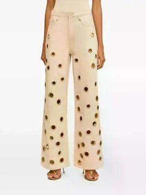 Cult Gaia Jaiden Eyelet Jeans - Neutrals