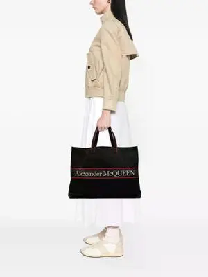Alexander McQueen Cotton East West Selvedge Tote Bag - Black