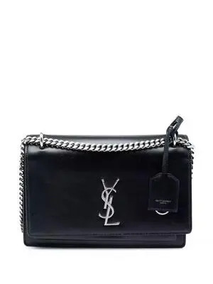 Saint Laurent Calfskin Monogram Sunset Crossbody Bag - Black