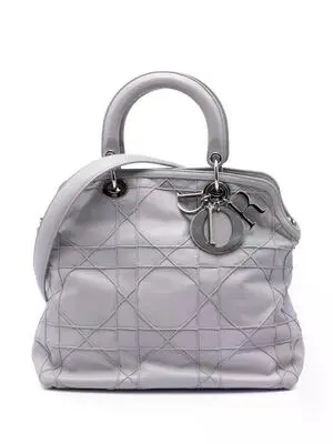 Dior Lambskin Cannage Polochon Granville Satchel - Grey