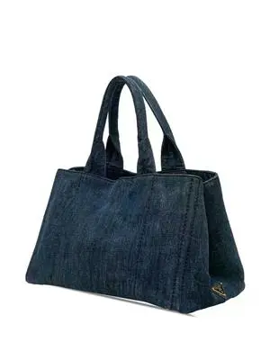 Prada Canapa Logo Denim Tote Bag