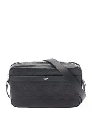 Celine Medium Triomphe Embossed Leather Crossbody Bag - Black