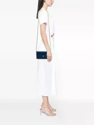Prada 2010-2026 Saffiano Wallet On Chain Crossbody Bag - Blue