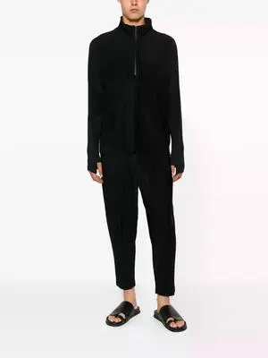 Issey Miyake Plissé Effect Tapered Cropped Trousers
