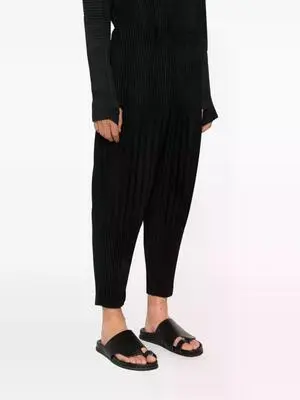 Issey Miyake Plissé Effect Tapered Cropped Trousers