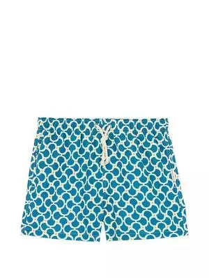 GASSA D AMANTE Geometric Print Drawstring Swim Shorts - Blue