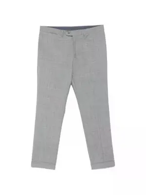BARBA NAPOLI Pressed Crease Turn-up Trousers - Grey