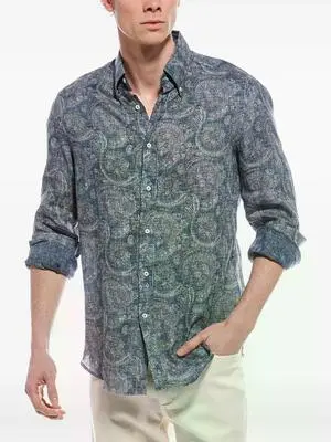 Brunello Cucinelli Paisley-print Linen Shirt - Blue