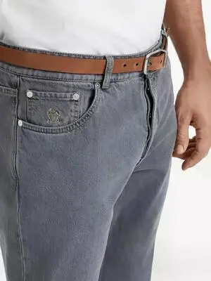Brunello Cucinelli Logo-embroidered Straight Leg Jeans