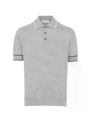 Brunello Cucinelli Knitted Cotton Polo Shirt - Grey