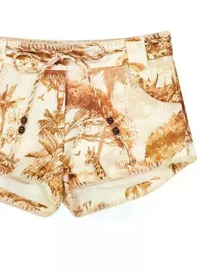 Zimmermann Safari Print Linen Shorts