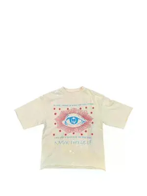 ASTRUM Know Thyself Graphic-print Paint-splatter T-shirt - Neutrals