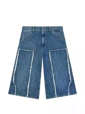 Palm Angels Curved Logo Denim Skater Shorts