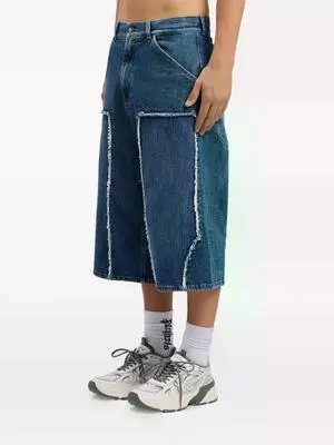 Palm Angels Curved Logo Denim Skater Shorts