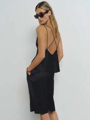 REFORMATION Jule Silk Top - Black