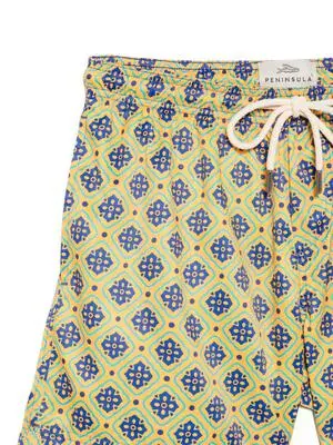 PENINSULA SWIMWEAR Pantelleria Geometric Print Swim Shorts - Orange