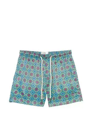 PENINSULA SWIMWEAR Panarea Geometric-print Drawstring Swim Shorts - Green