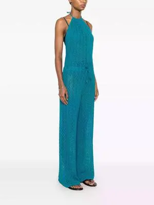 FISICO Crochet-knit Halterneck Jumpsuit