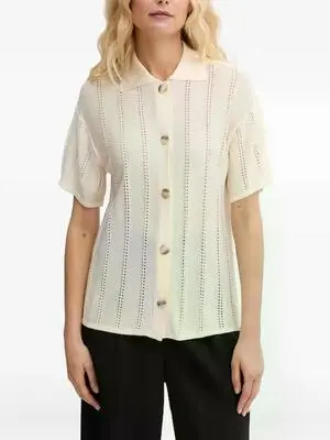 Marella Pointelle-knit Button-down Shirt - Neutrals