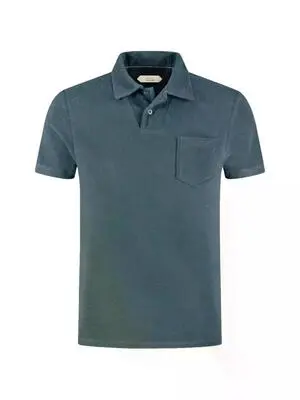 AURELIEN Short-sleeve Chest-pocket Polo Shirt - Blue