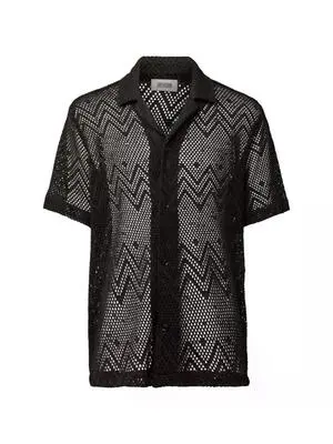 DRYKORN Bijan 02 Crochet-knit Short-sleeve Shirt - Brown