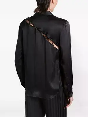 ANN DEMEULEMEESTER Satin Lace-up Shirt