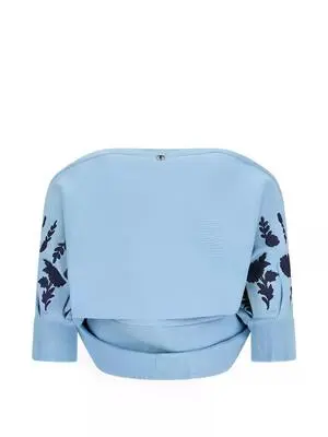 Rabanne Cropped Embroidered Sweater - Blue