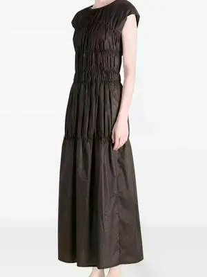 AMOMENTO Shirred Tiered Dress