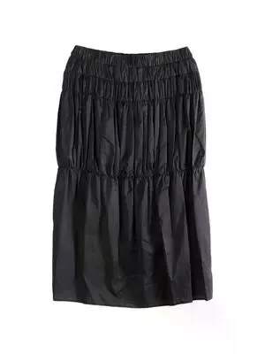 AMOMENTO Shirred Tiered Skirt - Black