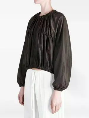 AMOMENTO Gathered Detail Zip-up Jacket
