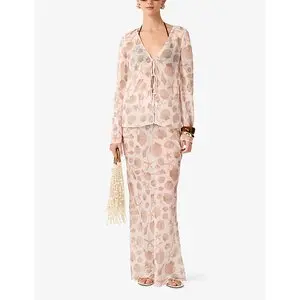 OMNES Marla Shell-print Sheer-chiffon Top