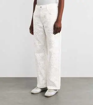 Citizens Of Humanity Eyelet Lindz Easy Straight Jeans - White