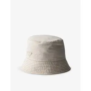 Prada Logo-plaque Denim Bucket Hat - Neutral
