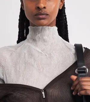 Issey Miyake High-neck Twisted Pleat Top - Grey