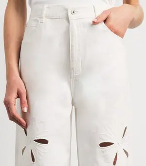 Sandro Embroidered Cut-out Wide-leg Jeans