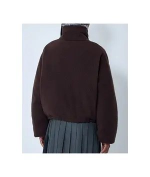 Miu Miu Fleece Down Jacket With Fur Collar - Black