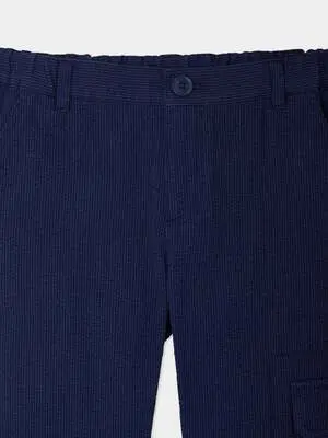 Bonpoint Francis Cargo Trousers In Organic Cotton Seersucker