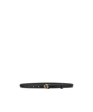 Fendi Logo Plaque Buckled Skinny Belt - Black