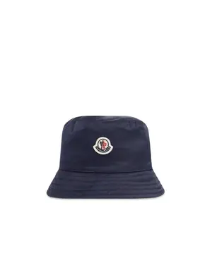 Moncler Logo Patch Bucket Hat - Navy Blue