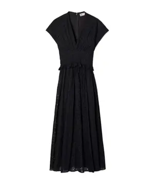 Tory Burch Eyelet Cotton V-neck Midi Dress
